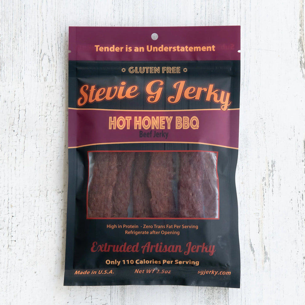 Hot Honey BBQ Beef Jerky Flats - High Protein Snack Option – Stevie G Jerky